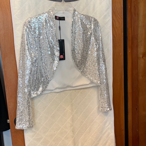Kancy Kole | Jackets & Coats | New With Tags Silver Sequin Shrug Or ...